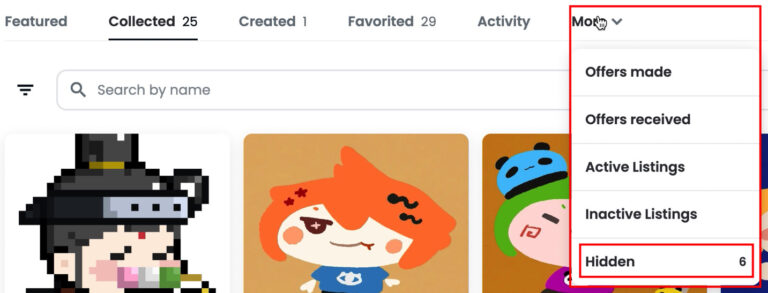 OpenSeaのHiddenとは？NFTを非表示・再表示するやり方 | みらいブログ